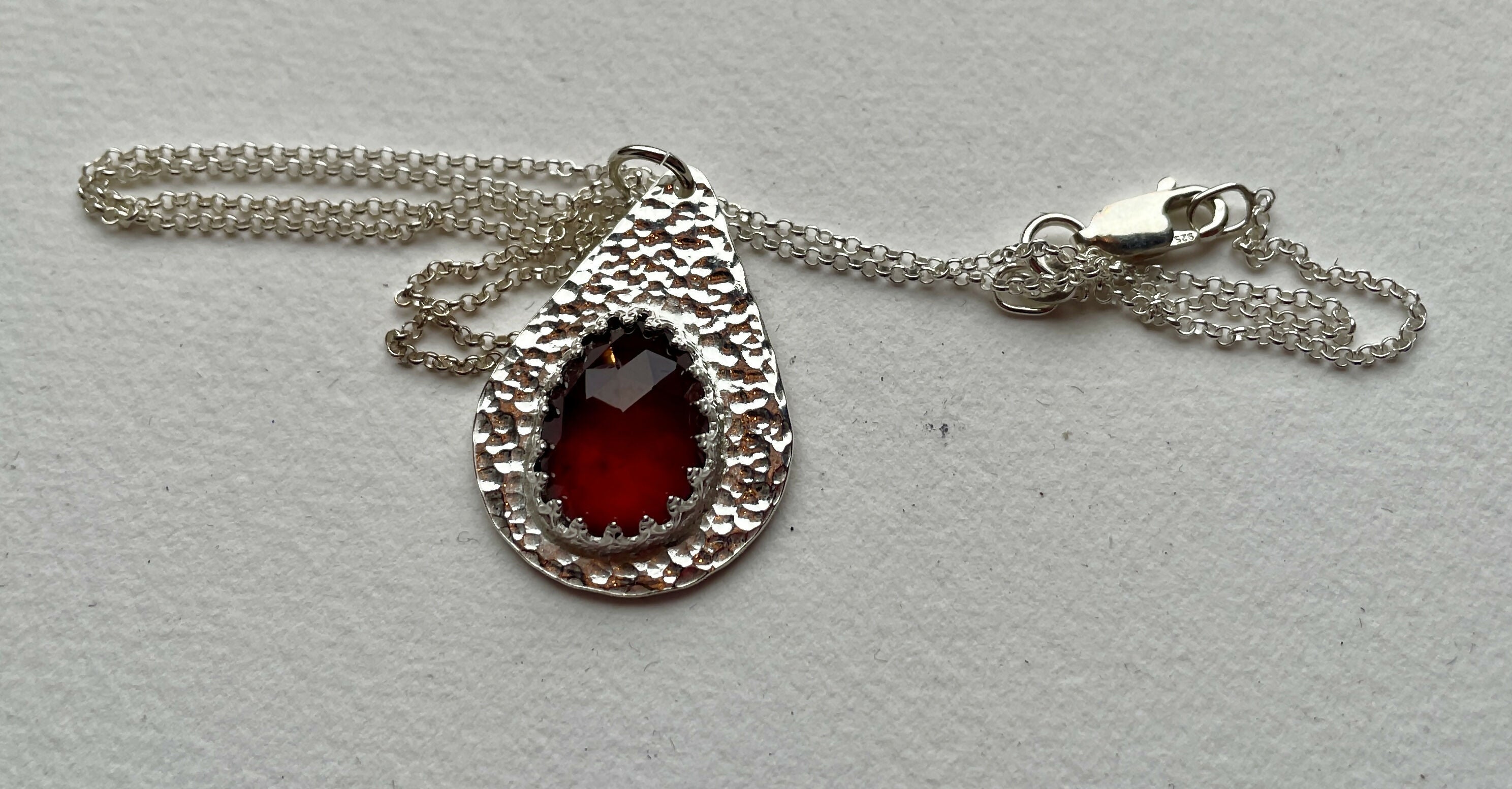Handmade sterling silver pendant with spessartine garnet – Scottish ...