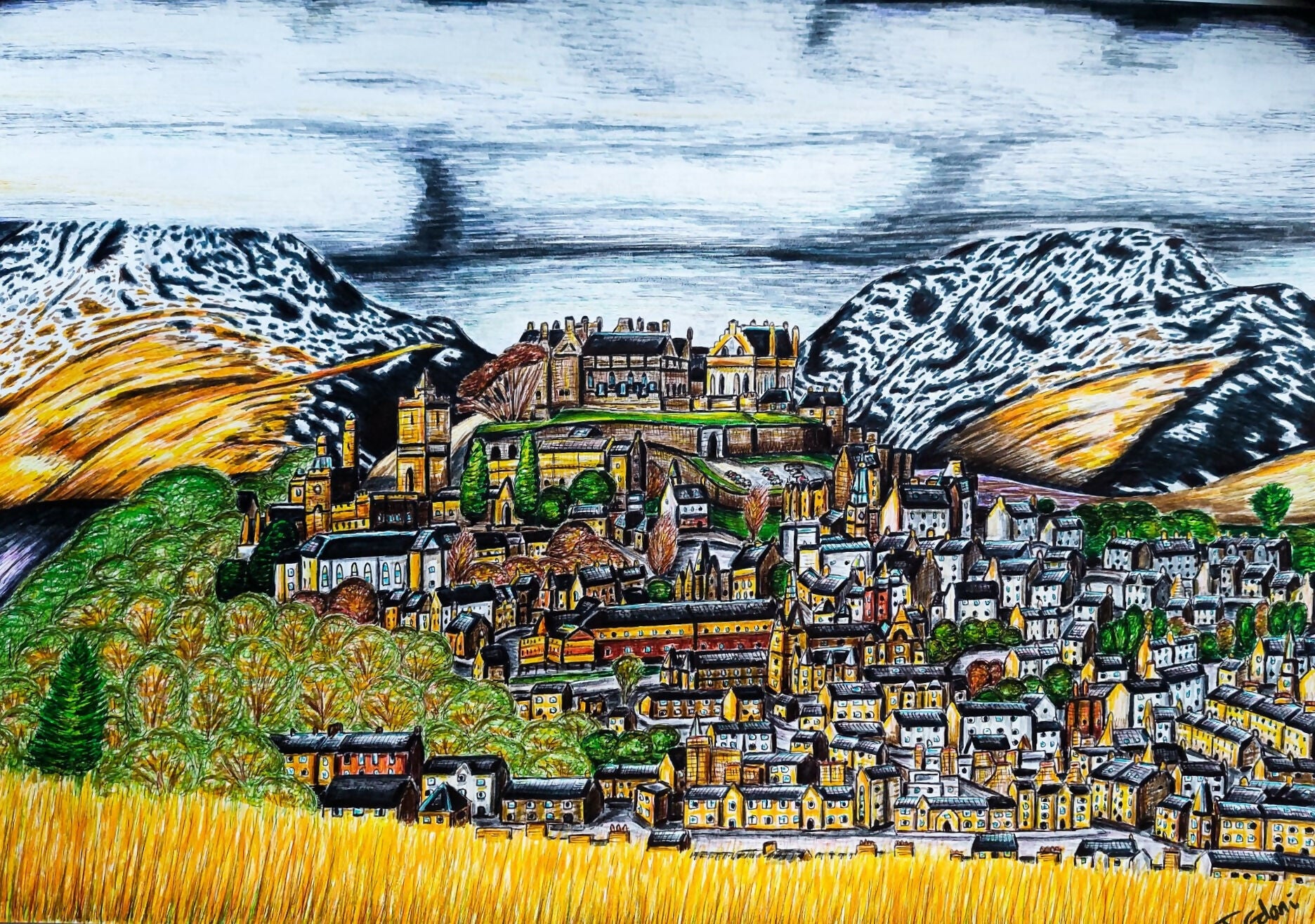 Stirling Skyline and Castle, Framed Giclee Art Print – Scottish Design ...
