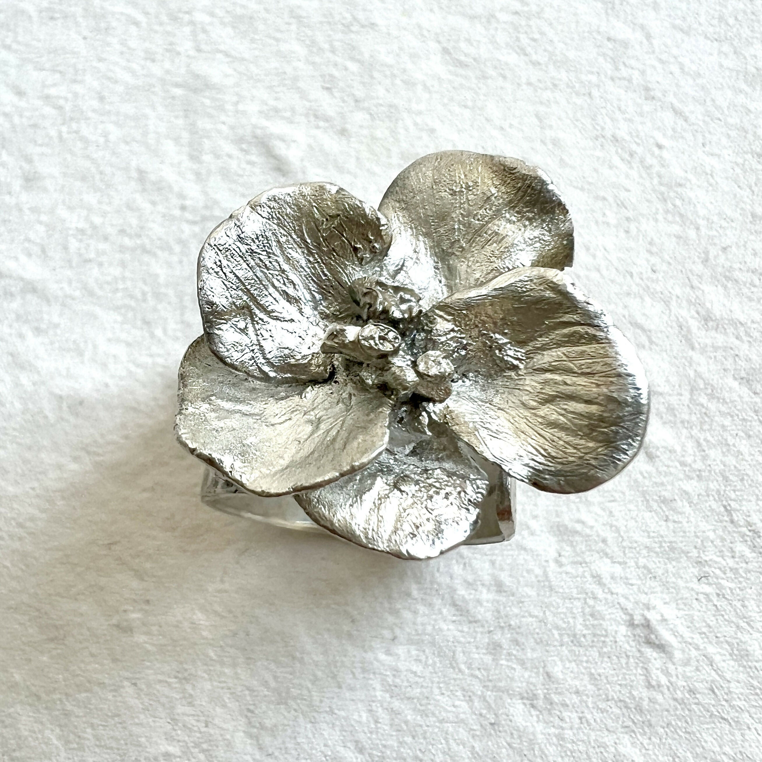 Hibiscus ring, hand made sterling silver hibiscus flower ring ...