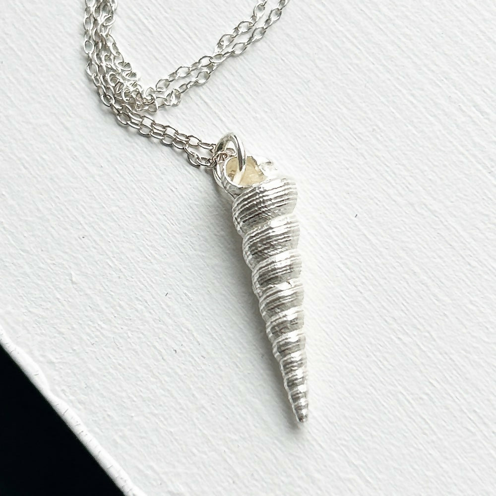 Silver Auger Shell Necklace : Nairn Beach – Scottish Design Exchange