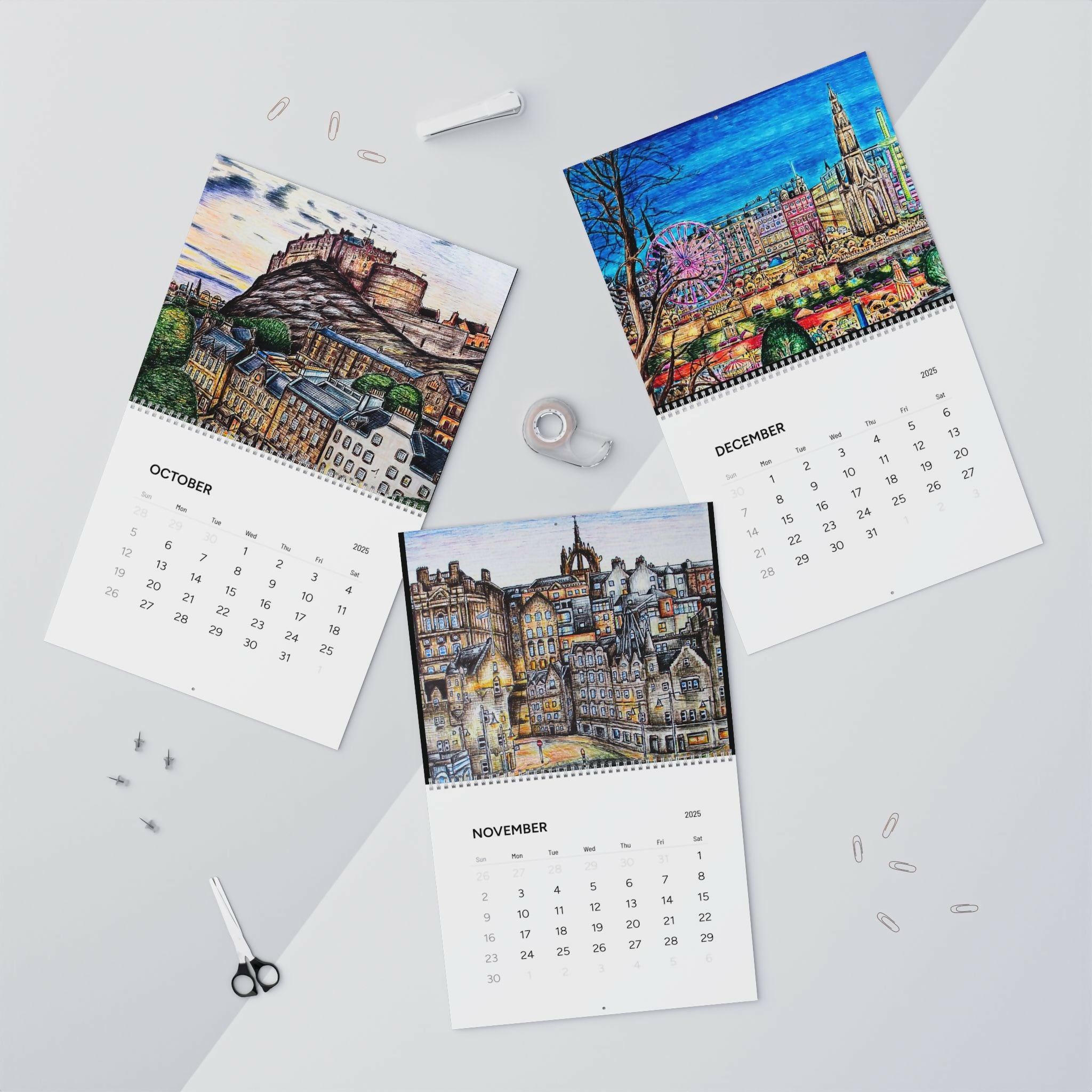 Edinburgh A4 Wall Calendar – Scottish Design Exchange