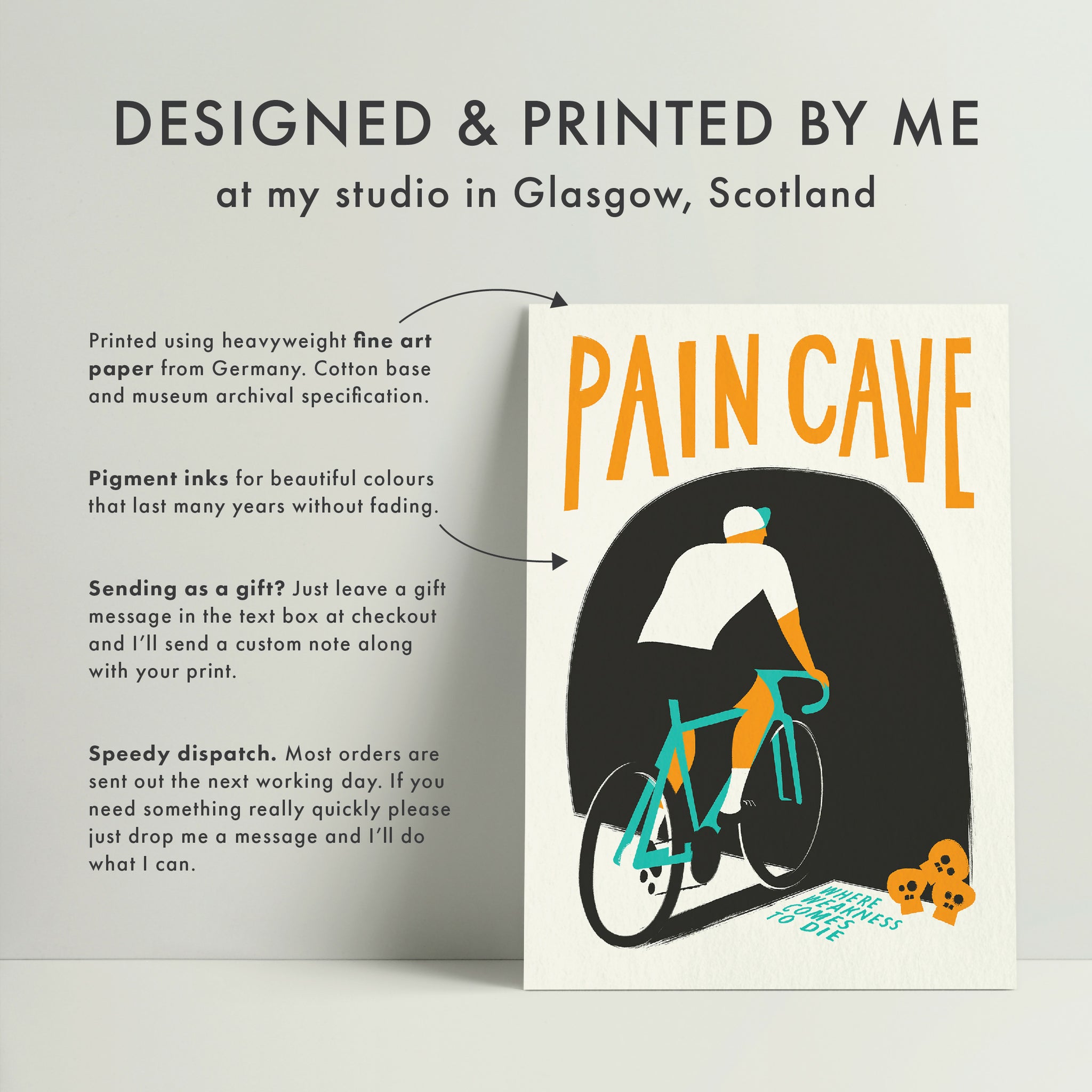 Pain Cave Cycling Art Print – Scottish Design Exchange