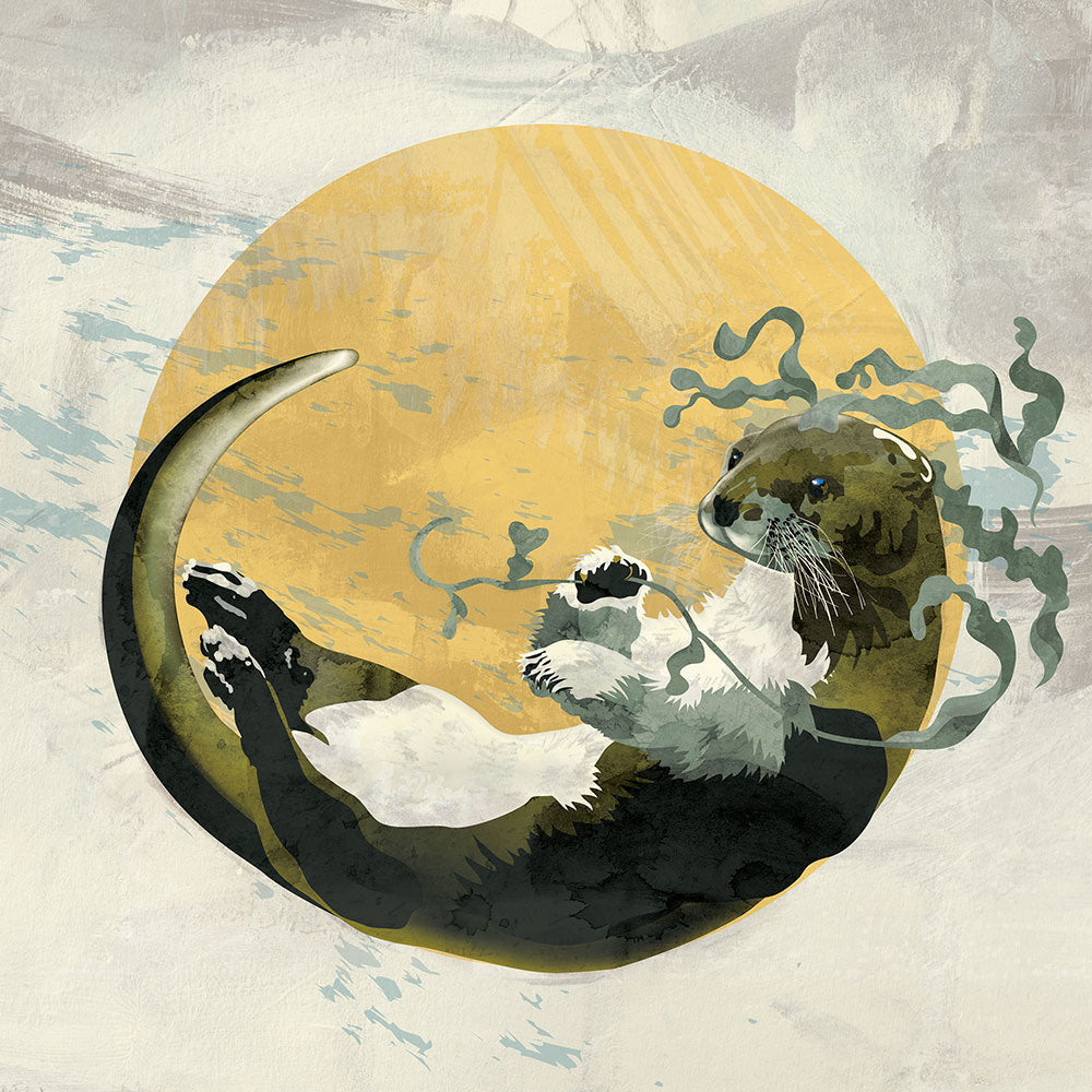 Moon Otter - Mounted Giclee Print – Scottish Design Exchange