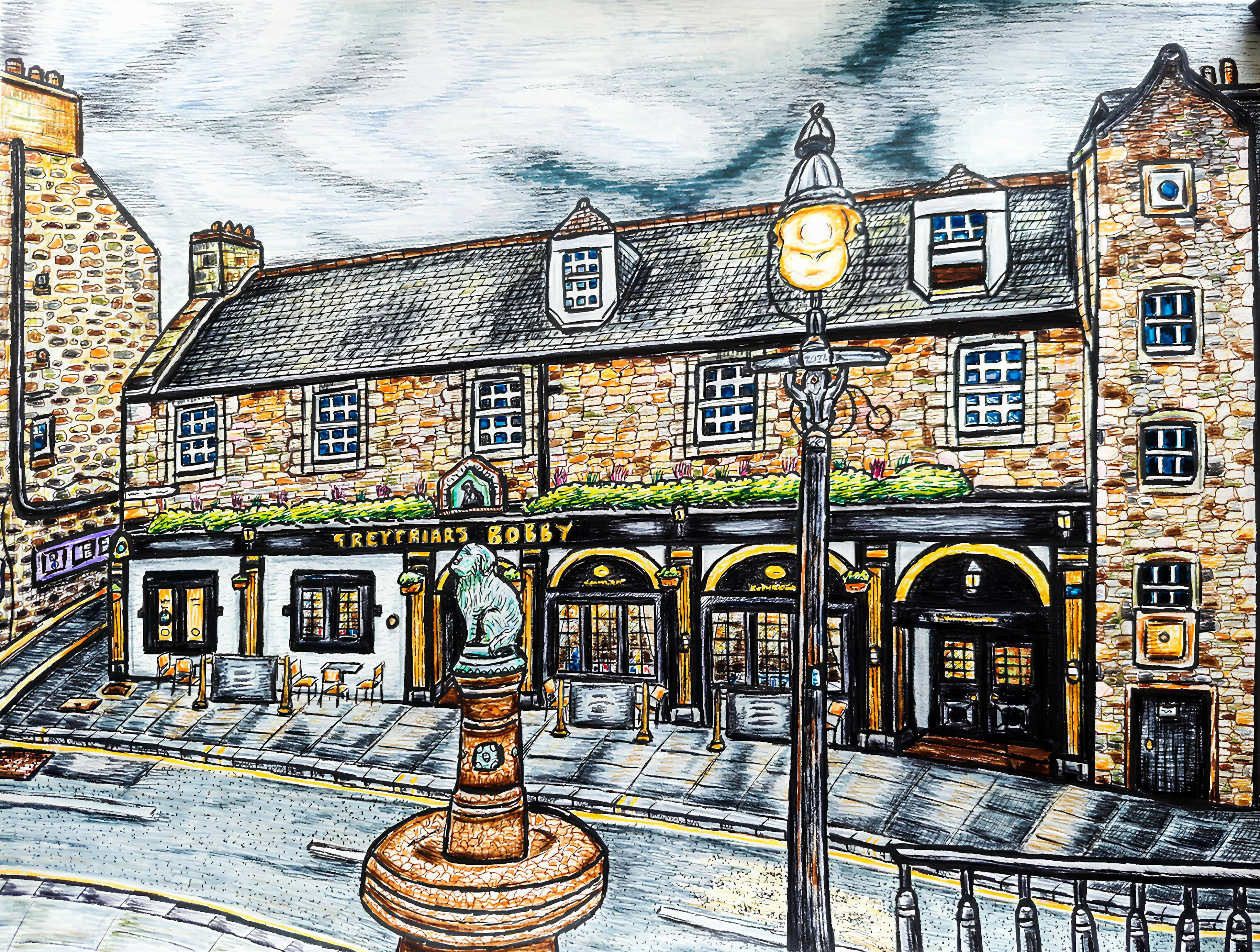 Framed Edinburgh Greyfriar's Bobby Bar Giclee Print – Scottish Design ...