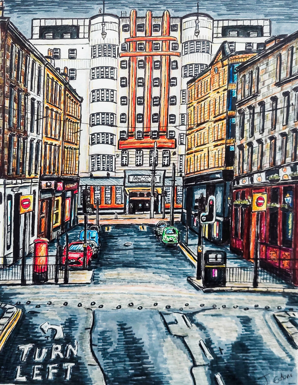 Framed Glasgow art Print- Beresford Building – Scottish Design Exchange