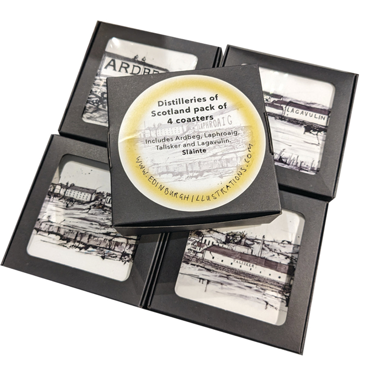 Distilleries of Scotland coaster set – Scottish Design Exchange