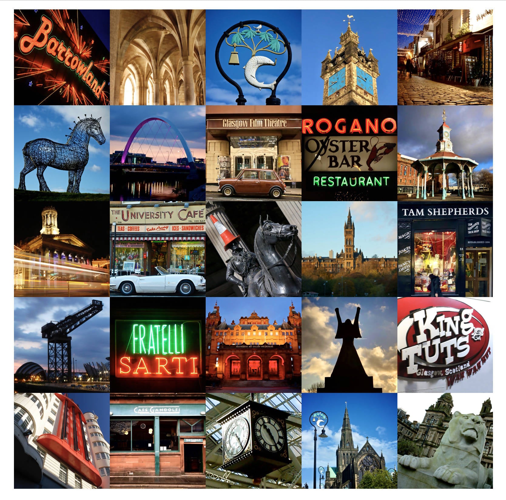 Glasgow Iconic signed square mounted print 30 x 30cm – Scottish Design ...