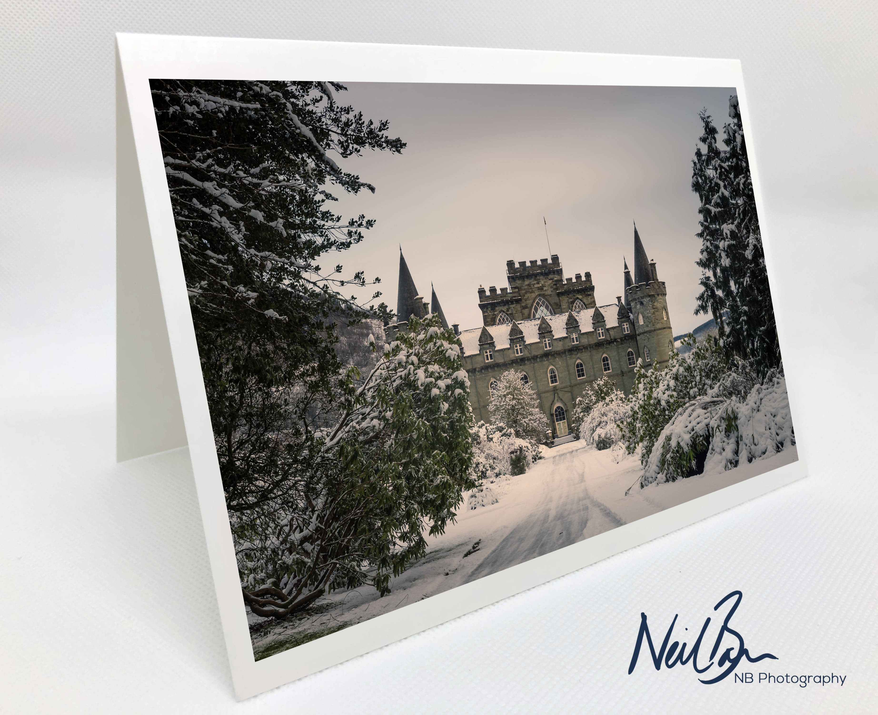 Inveraray Castle in the snow - Scotland Greeting Card - Blank Inside ...