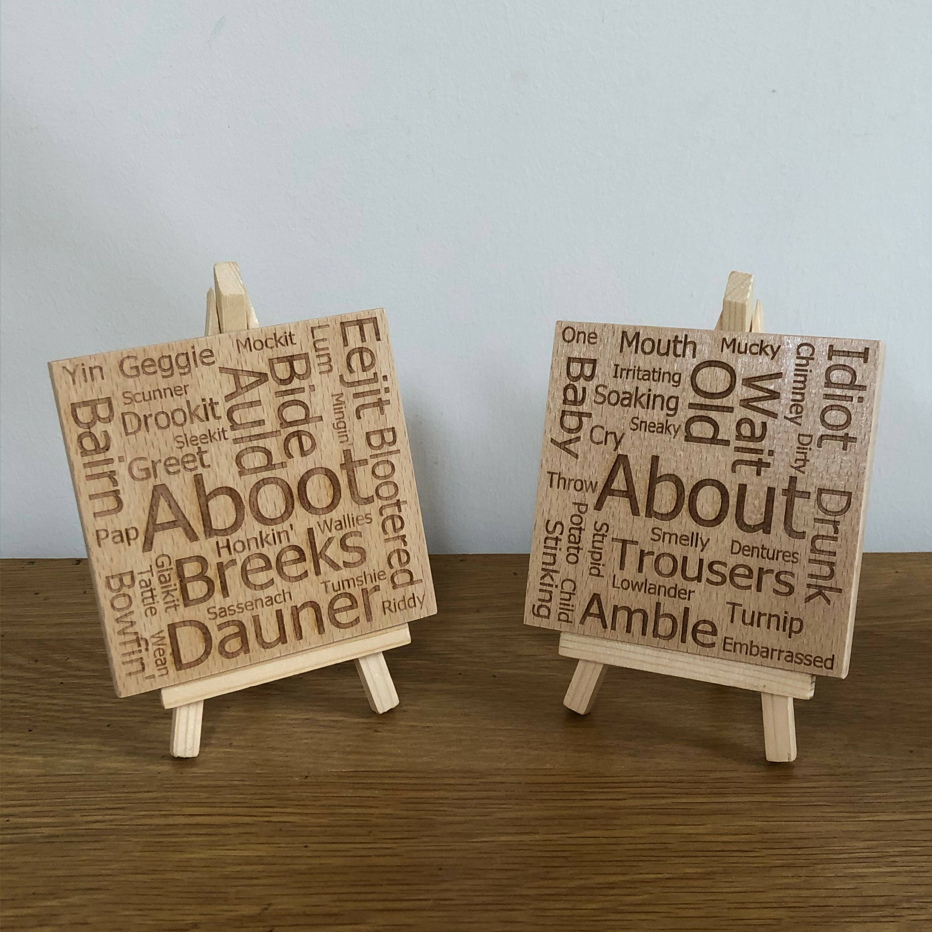 Wooden coasters - set of 4 - Scots and English – Scottish Design Exchange
