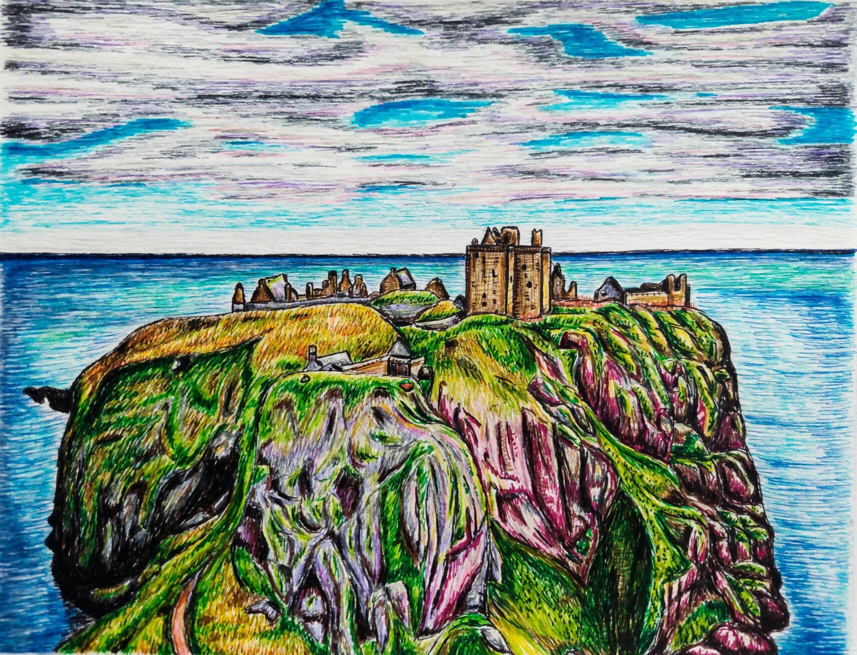 Dunnottar Castle Giclee Art Print- Framed/ Unframed – Scottish Design ...